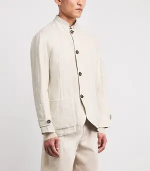 Eleventy Linen-silk Reversible Jacket - Ivory