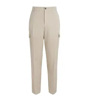 Eleventy Cotton-linen Blend Cargo Trousers - Beige