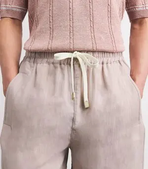Eleventy Linen Drawstring Bermuda Shorts - Pink