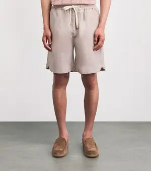 Eleventy Linen Drawstring Bermuda Shorts - Pink