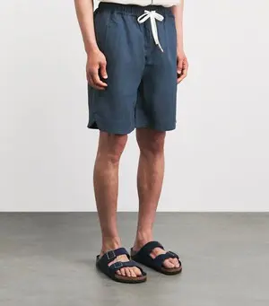 Eleventy Linen Drawstring Bermuda Shorts - Navy