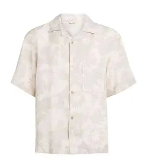 Eleventy Linen Printed Bowling Overshirt