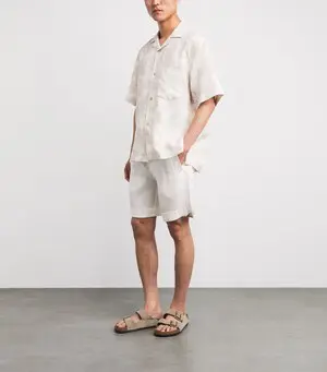 Eleventy Linen Printed Bowling Overshirt