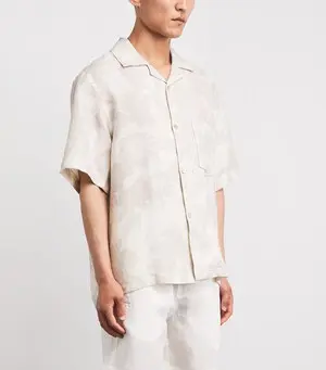 Eleventy Linen Printed Bowling Overshirt