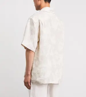 Eleventy Linen Printed Bowling Overshirt