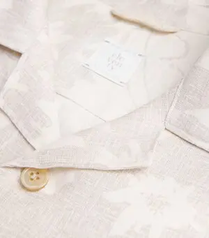 Eleventy Linen Printed Bowling Overshirt