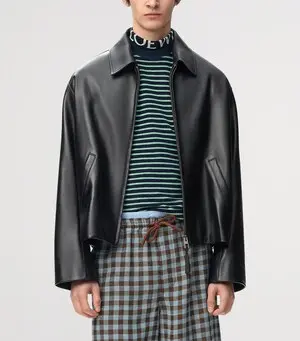 Loewe Nappa Lambskin Spread Collar Jacket - Black