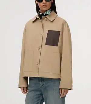 Loewe Cotton Workwear Jacket With Leather Trims