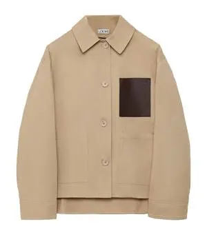 Loewe Cotton Workwear Jacket With Leather Trims - Beige