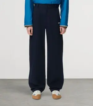 Loewe Garment-dyed Cotton Twill Trousers - Navy