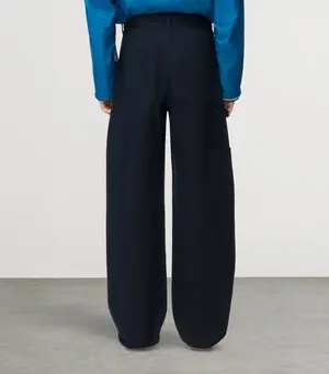 Loewe Garment-dyed Cotton Twill Trousers - Navy