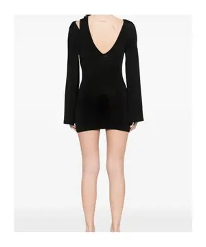 AYA MUSE V-neck Mini Dress With Long Sleeves And Open Back