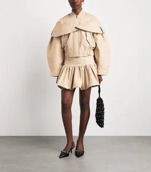 GANNI Organic Cotton Bubble Mini Skirt - Beige