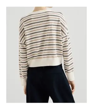 Brunello Cucinelli Virgin Wool, Cashmere, And Silk Sparkling Stripes Sweater - Multicolor