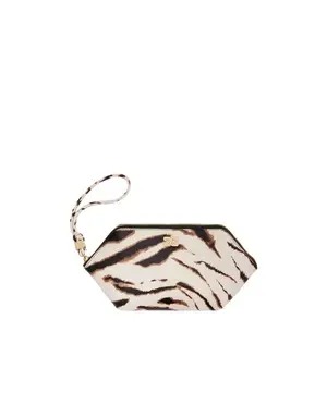 GANNI Zebra Print Pouch - Egret