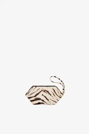 GANNI Zebra Print Pouch - Egret