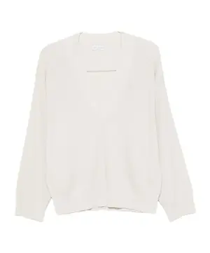 Brunello Cucinelli Long Sleeve V-neck Sweater - Beige