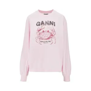 GANNI Graphic Print Sweatshirt - Pink