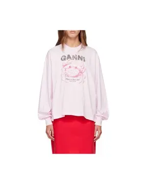 GANNI Graphic Print Sweatshirt - Pink