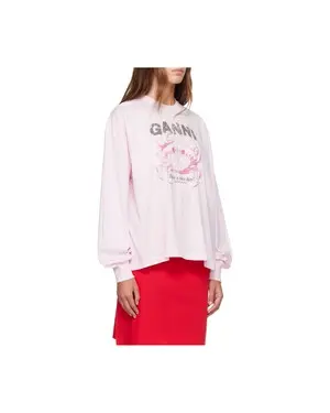 GANNI Graphic Print Sweatshirt - Pink