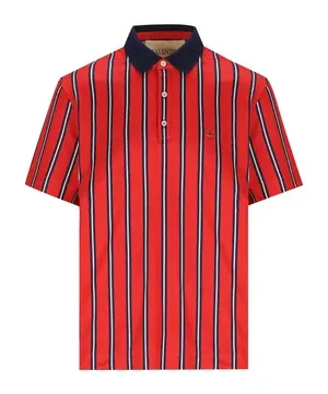 Valentino Garavani Vlogo Plaque Striped Polo Shirt - Red