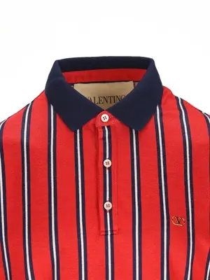 Valentino Garavani Vlogo Plaque Striped Polo Shirt