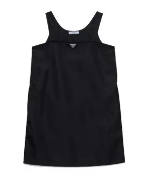 Prada Re-nylon Sleeveless Mini Dress With Logo Detail - Black