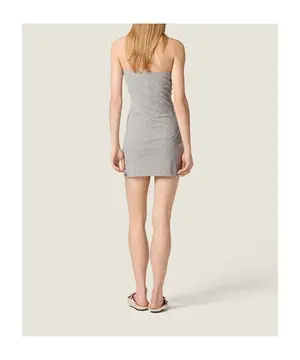 Miu Miu Off-shoulder Mini Dress With Side Slit - Grey