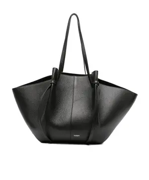 Yuzefi Double-handled Textured Leather Handbag - Black