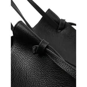 Yuzefi Double-handled Textured Leather Handbag - Black