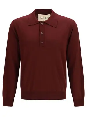 Valentino Garavani Wool Polo With Vlogo Embroidery - Red