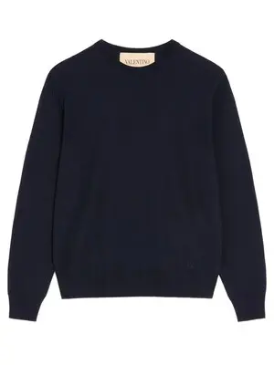 Valentino Garavani Vlogo Embroidered Wool Sweater - Blue