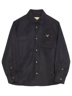 Valentino Garavani Nylon Shirt Jacket With Vgold Emblem - Black