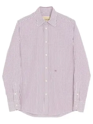 Valentino Garavani Striped Cotton Poplin Shirt With Vlogo Embroidery - Red