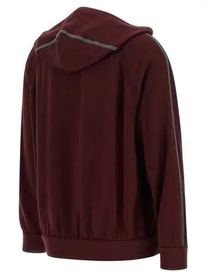 Brunello Cucinelli Cotton Blend Zip-up Hoodie With Monile Detail - Multicolor