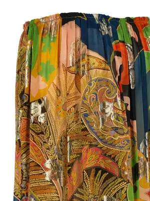 Etro Silk Pants With Paisley And Floral Print