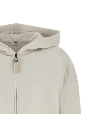 Brunello Cucinelli Fleece Zip-up Hoodie With Leather Puller
