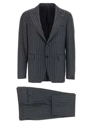 Tagliatore Pinstriped Dress - Gray