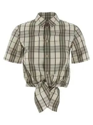 Burberry Cropped Check Print Cotton Shirt - Multicolor