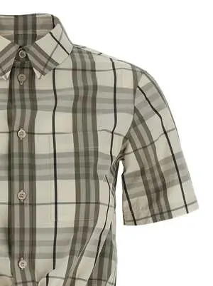 Burberry Cropped Check Print Cotton Shirt - Multicolor