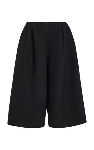 THE ROW Fauna Wool Twill Wide-leg Shorts - Black