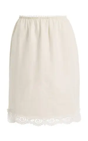 Posse Darya Lace-trimmed Linen-cotton Midi Skirt - Ivory