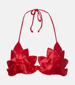 Farm Rio Poppy Flowers Bikini Top - Red