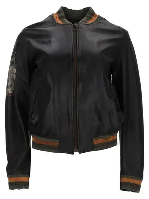 Mr & Mrs Italy Leather Bomber Jacket - Black