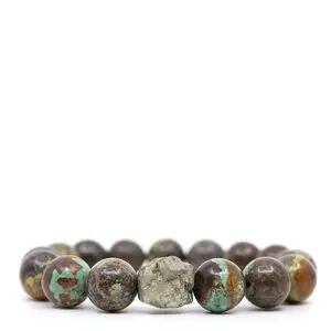 SHAR OKE Beaded Bracelet With Turquoise And Raw Pyrite