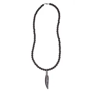 SHAR OKE Ebony Wood And Horn Pendant Necklace With Diamonds On Sterling Silver - Brown/silver