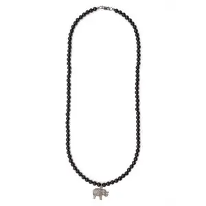 SHAR OKE Black Tourmaline And Diamond Elephant Pendant Necklace - Black/silver