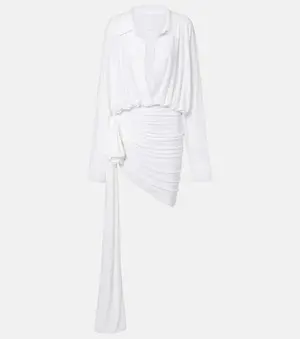 Norma Kamali Asymmetrical Draped Jersey Mini Dress - White