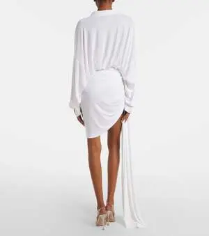 Norma Kamali Asymmetrical Draped Jersey Mini Dress