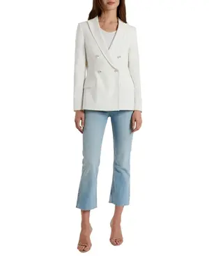 Santorelli Caryn Double-breasted Blazer In Cotton Stretch